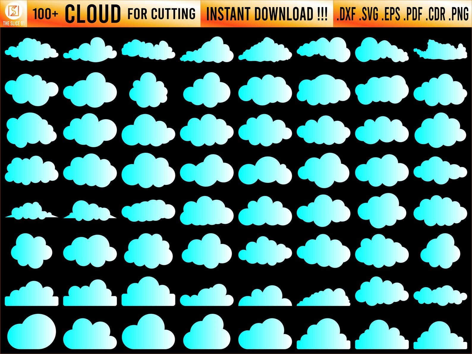 Cloud Bundle SVG Cloud Clipart Weather Svg Cloud - Etsy