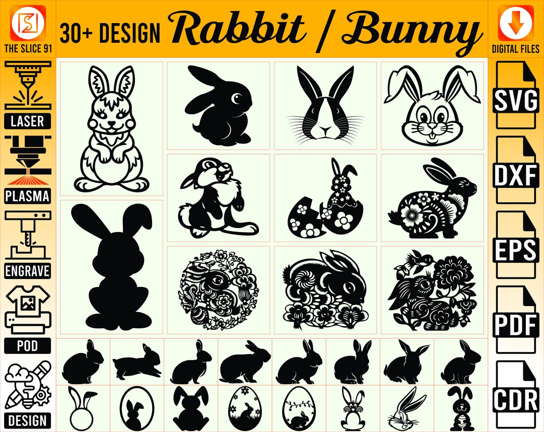 Rabbit Set Rabbit Svg Bunny Svg Rabbit Silhouette Animal - Etsy