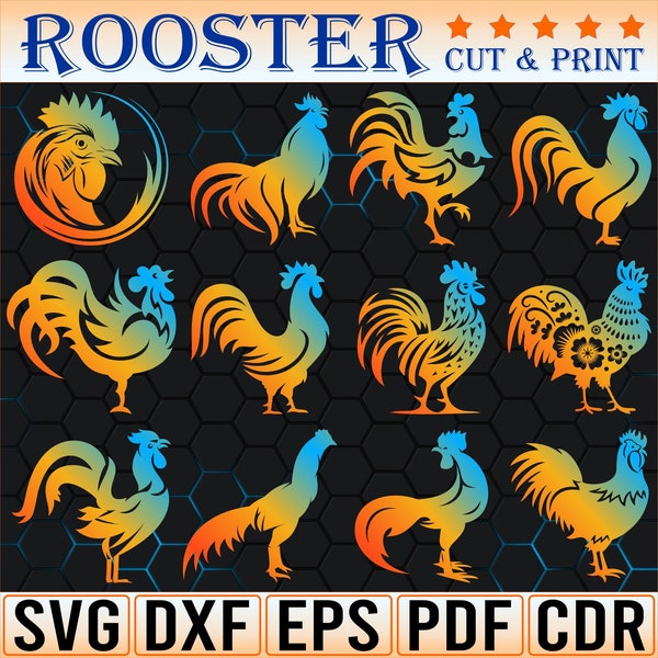 Rooster Vector - Etsy