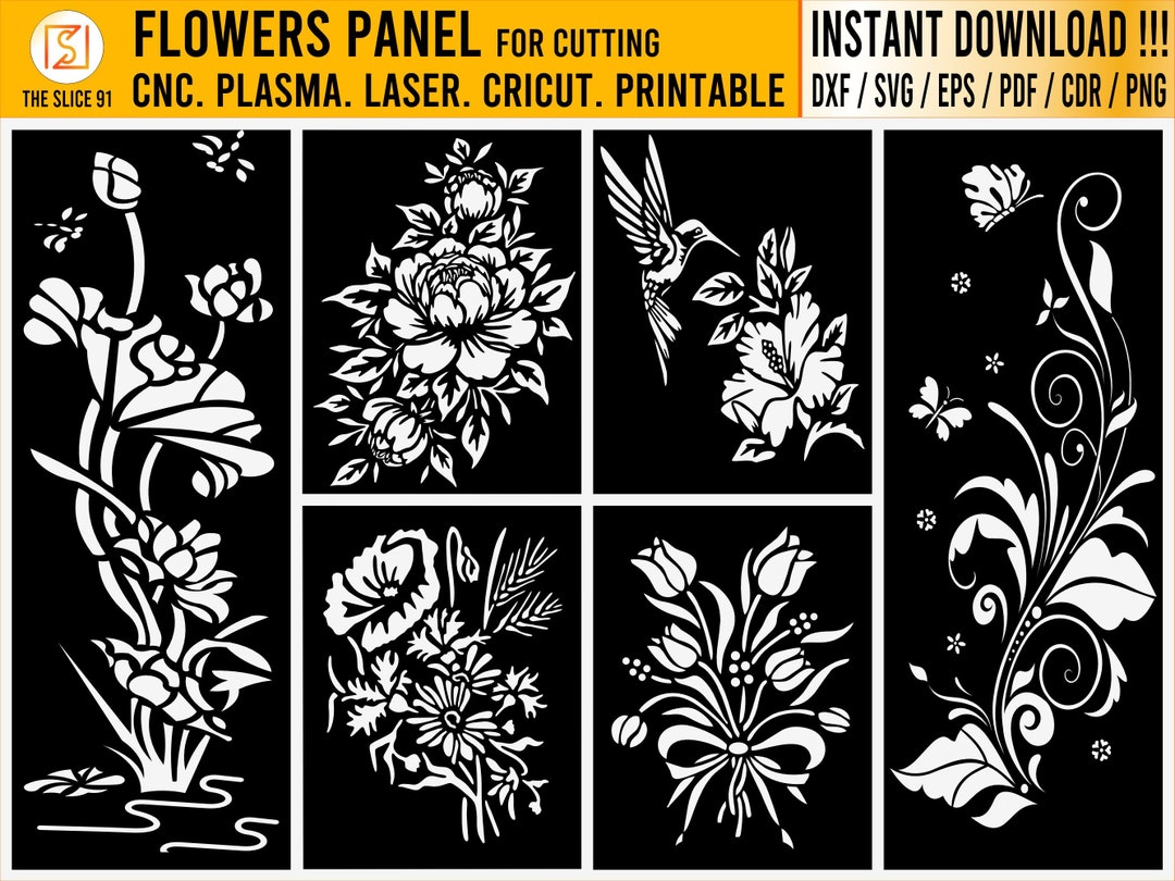 Flower Panel SVG Flower Divider Flower Clipart Flower Cut - Etsy