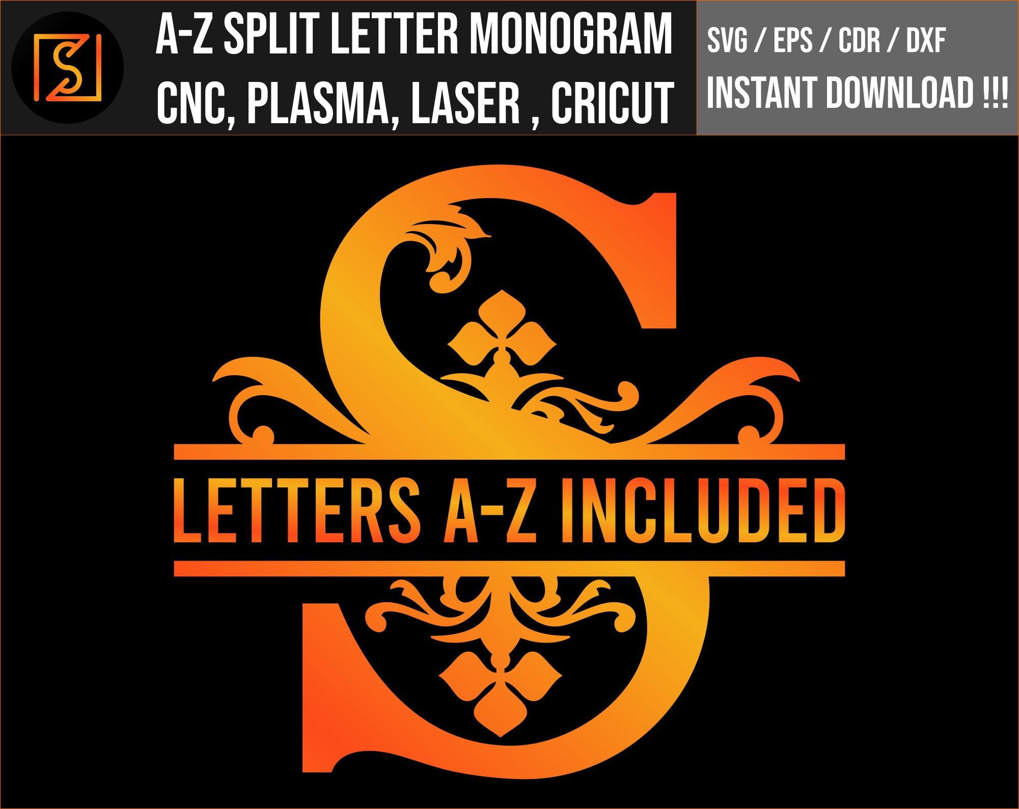 Svg CDR Cnc Jpg Dxf Plasma Split Letter Name Monogram Laser AI Craft ...