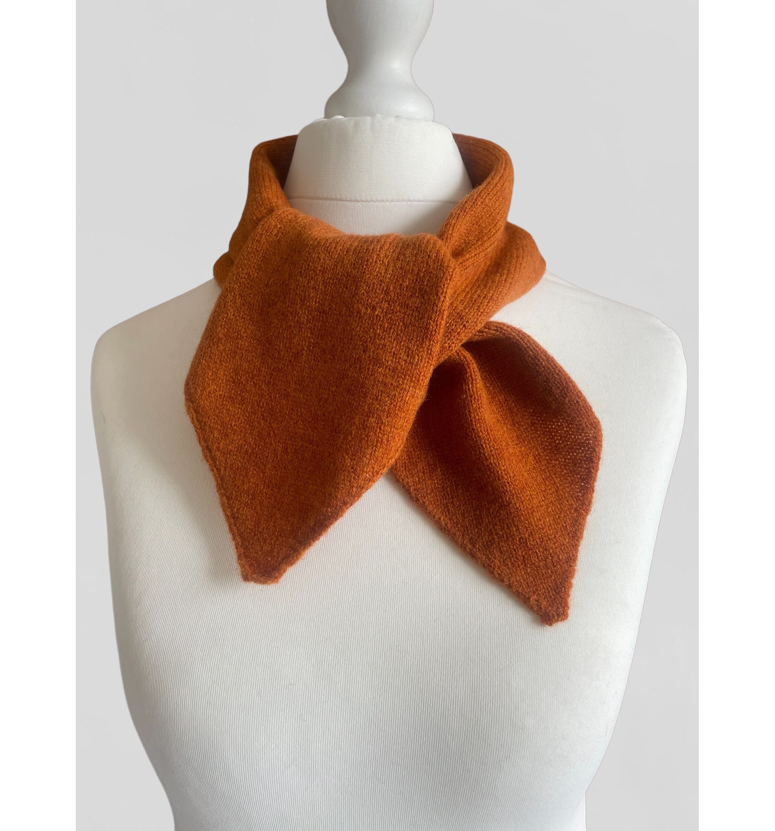 Burnt Orange Knitted Merino Lambswool Skinny Necktie Neckerchief Scarf ...