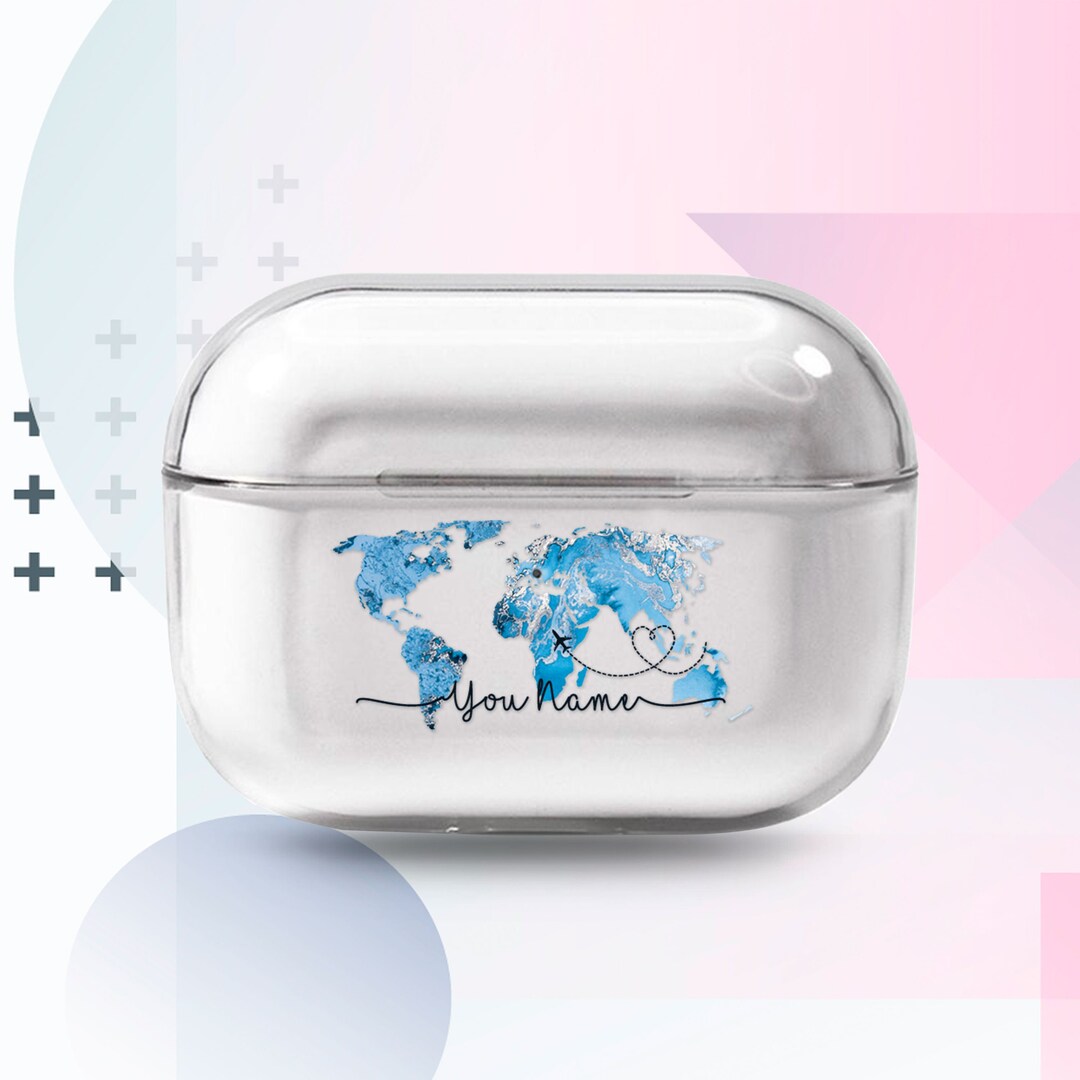 World Map Apple Airpods Pro Plastic Case Marble Airpods Case ...