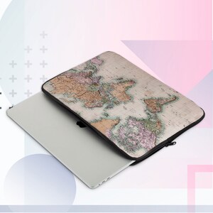 Retro World Map Laptop Sleeve, World Map Design, Laptop Sleeve 12 Inch ...