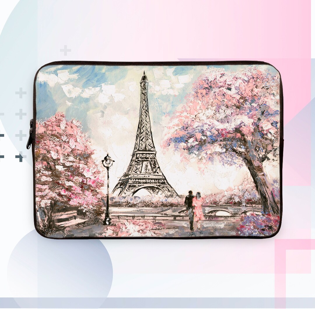 Paris Laptop Sleeve: Eiffel Tower, Pink Trees Design - Etsy