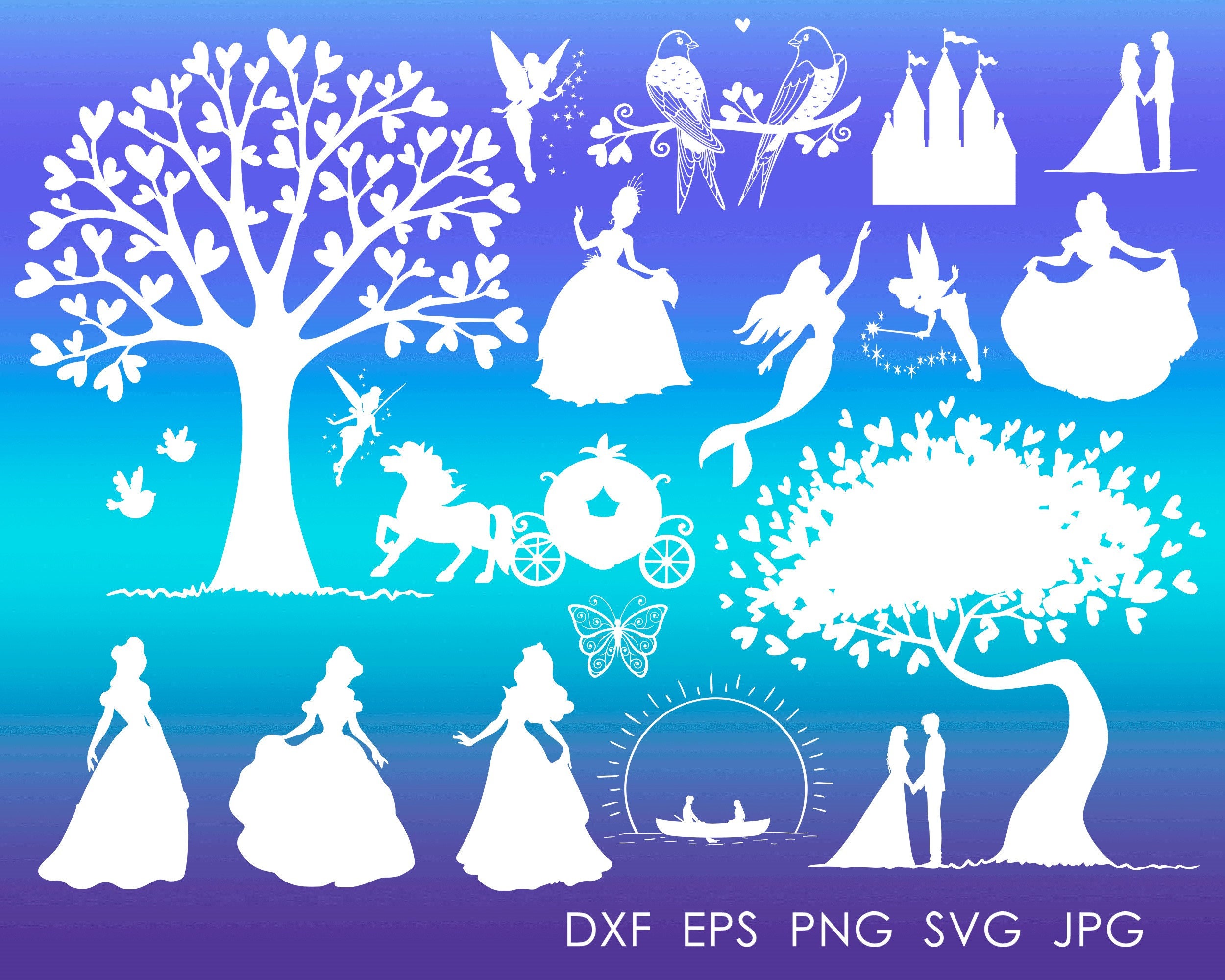 Princess Svg Bundle Princess Cut File Princess Silhouette | Etsy Australia