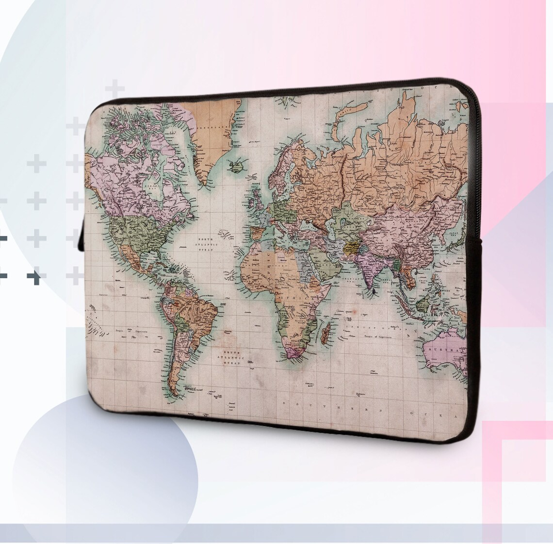 Retro World Map Laptop Sleeve World Map Design Laptop Sleeve - Etsy