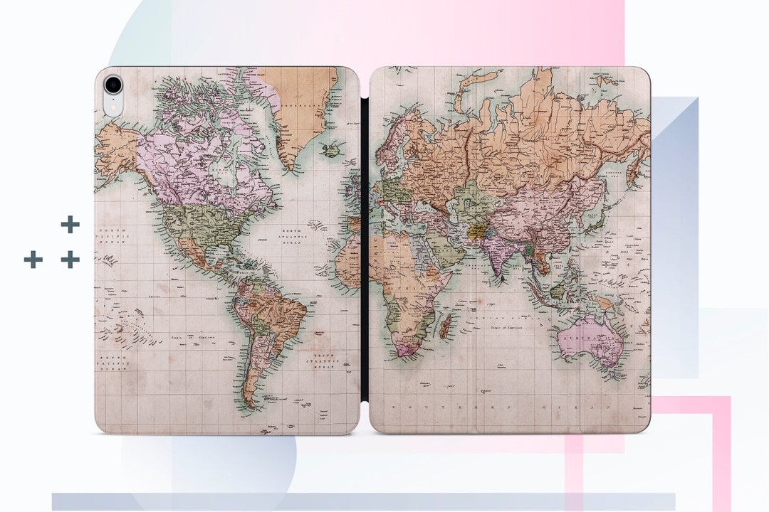 World Map iPad Pro 12.9 Case Magnetic Case iPad Mini 6 Case Retro World ...