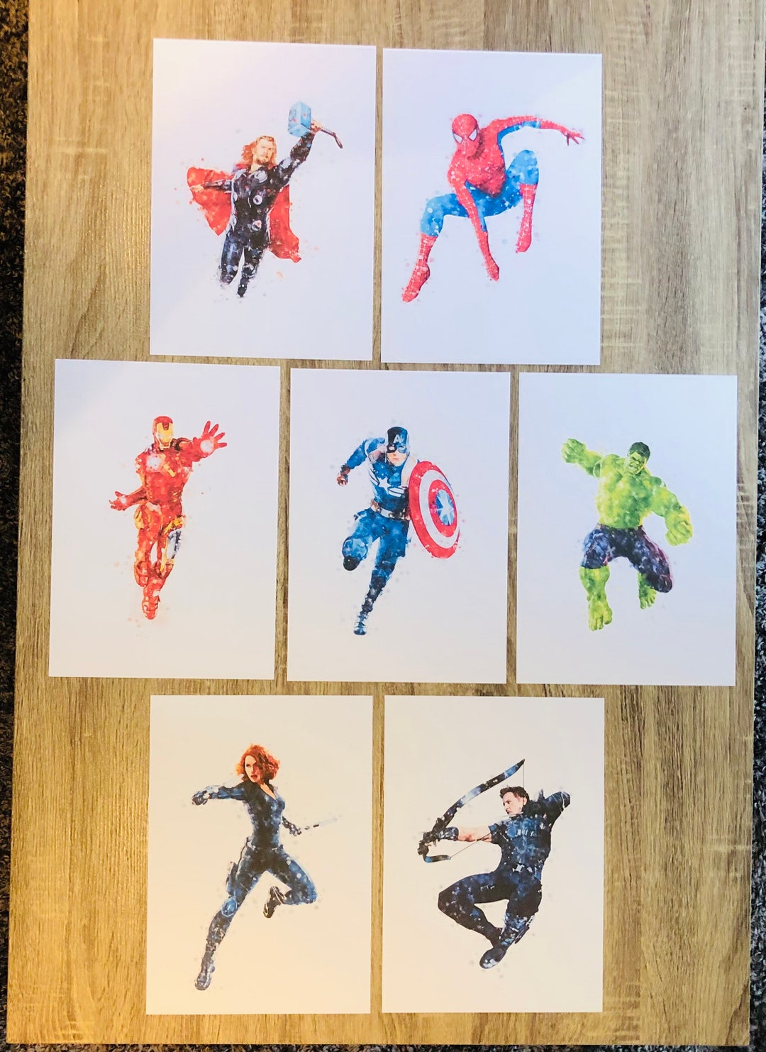A4 Marvel Superhero Watercolour Prints - Etsy Australia
