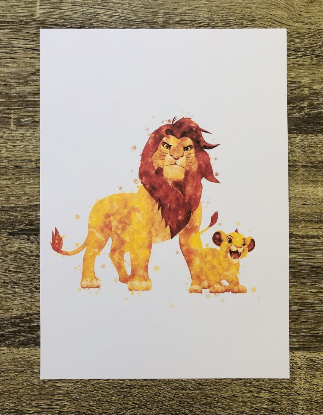 Lion King Simba and Mustafa Dad Father Lion Cub Watercolour Print ...