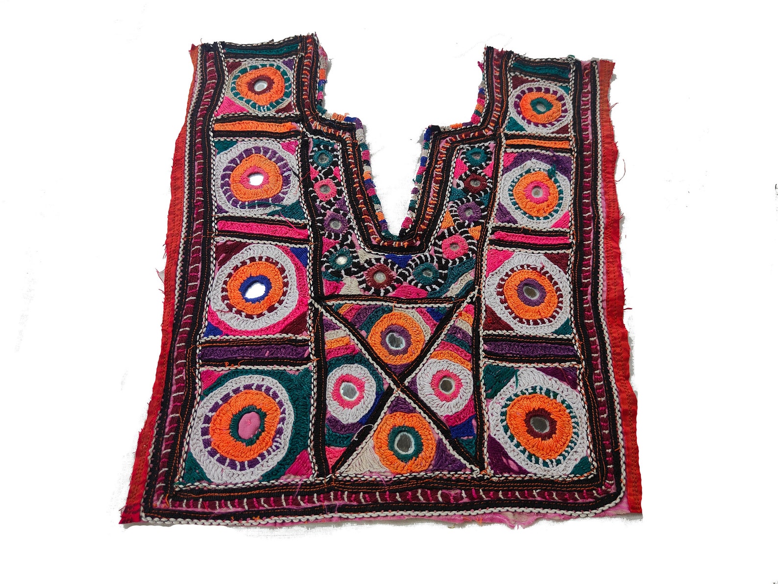 Banjara Yoke,afghani Patch Mirror Work Hand Embroidered Neck Yoke ...