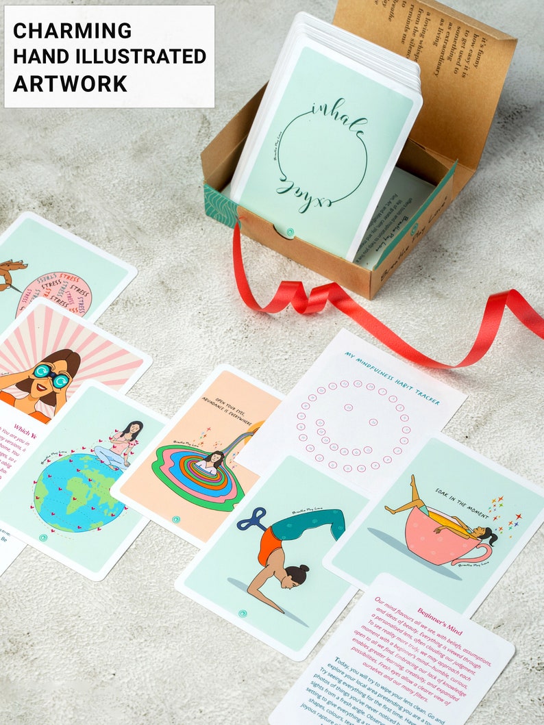 Mindfulness Self Care Gift Box—33 Mindfulness Meditation Cards, Pocket ...