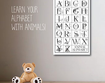 Alphabet Poster Educational Print Download Black Printable - Etsy