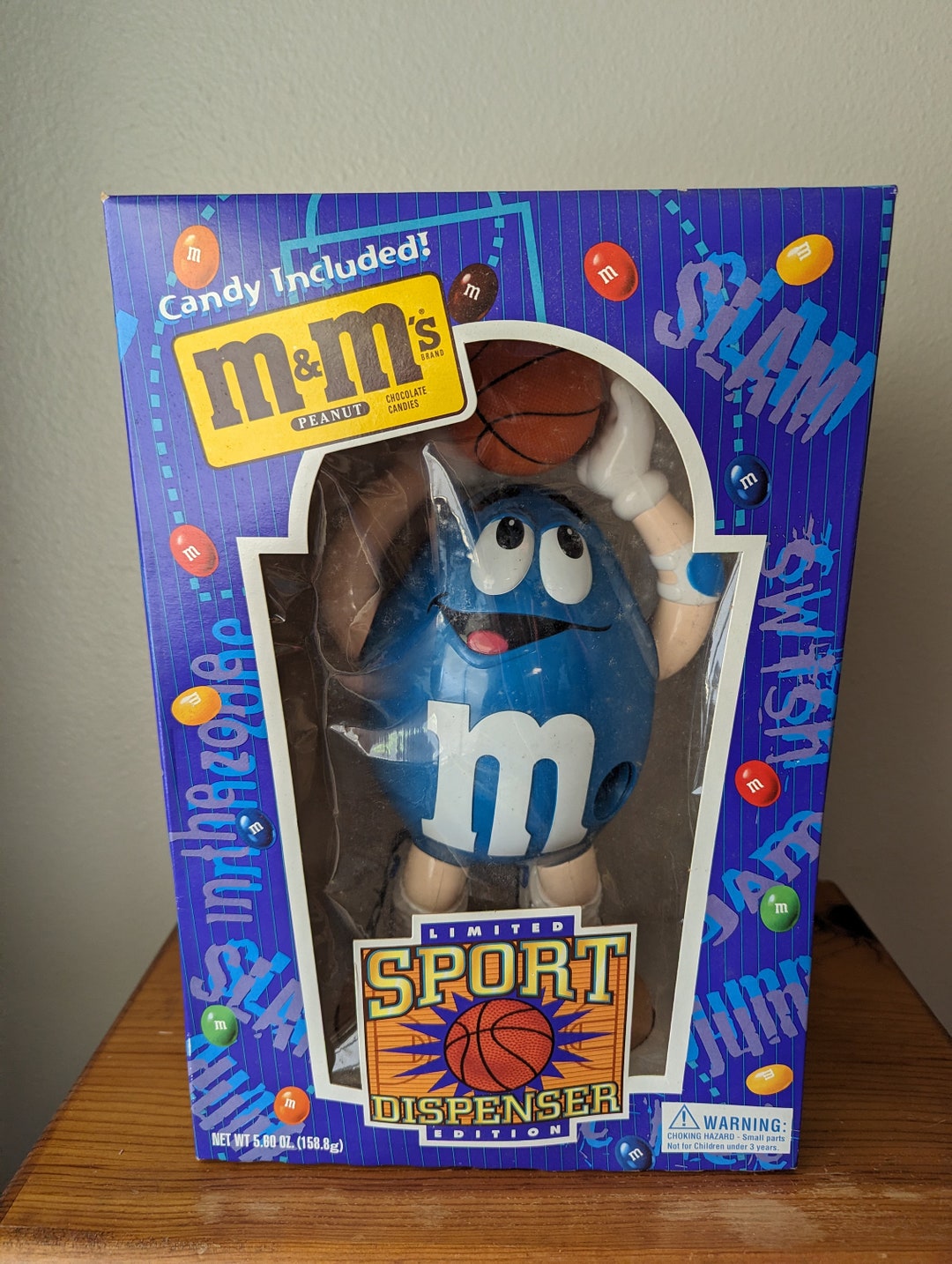Vintage M&m's Blue Basketball Player Candy Dispenser, 1990's New in Box ...