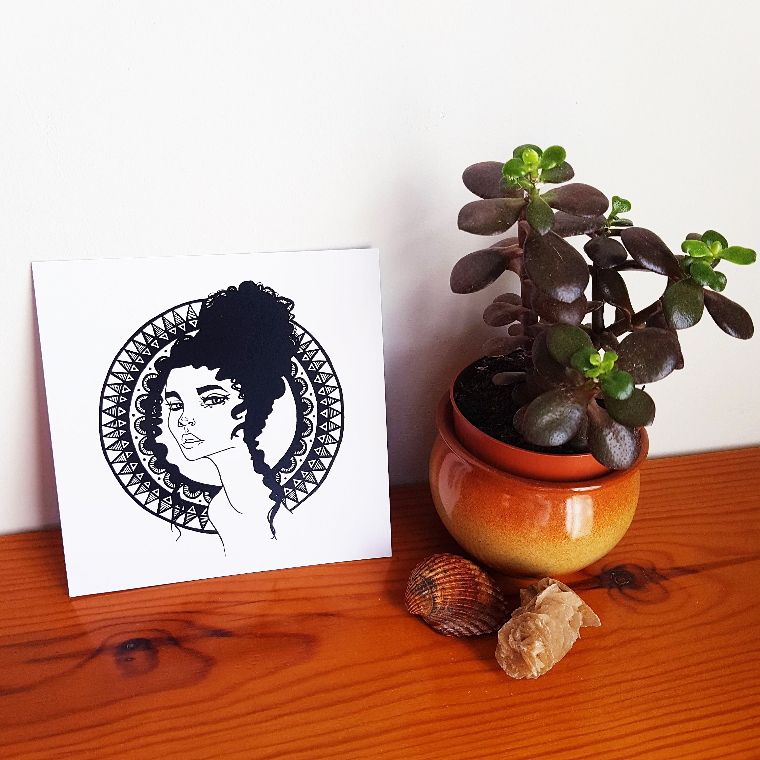 Lady Mandala Pen Drawing Art Print - Etsy