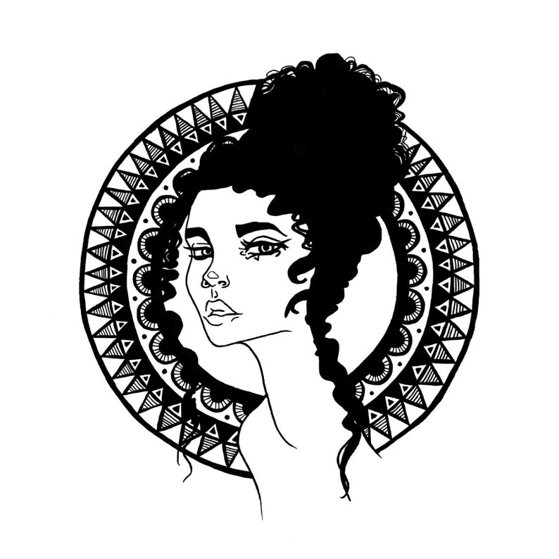 Lady Mandala Pen Drawing Art Print - Etsy