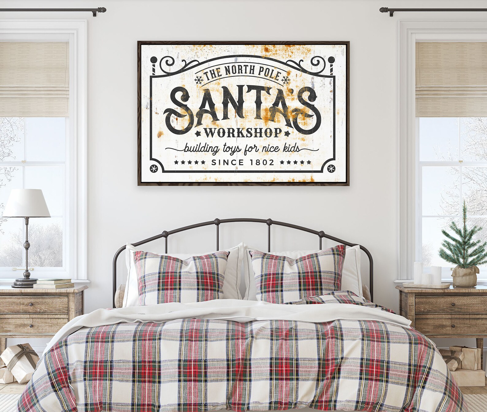 Vintage Festive Christmas Sign Rustic Holiday Sign Festive - Etsy