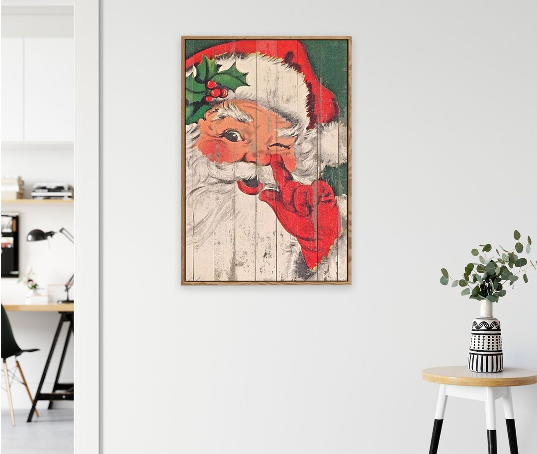 Festive Santa Sign Holiday Sign Farmhouse Santa Sign Vintage Christmas ...