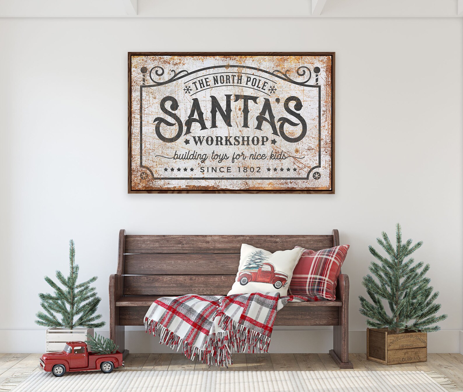 Vintage Festive Christmas Sign Rustic Holiday Sign Festive | Etsy