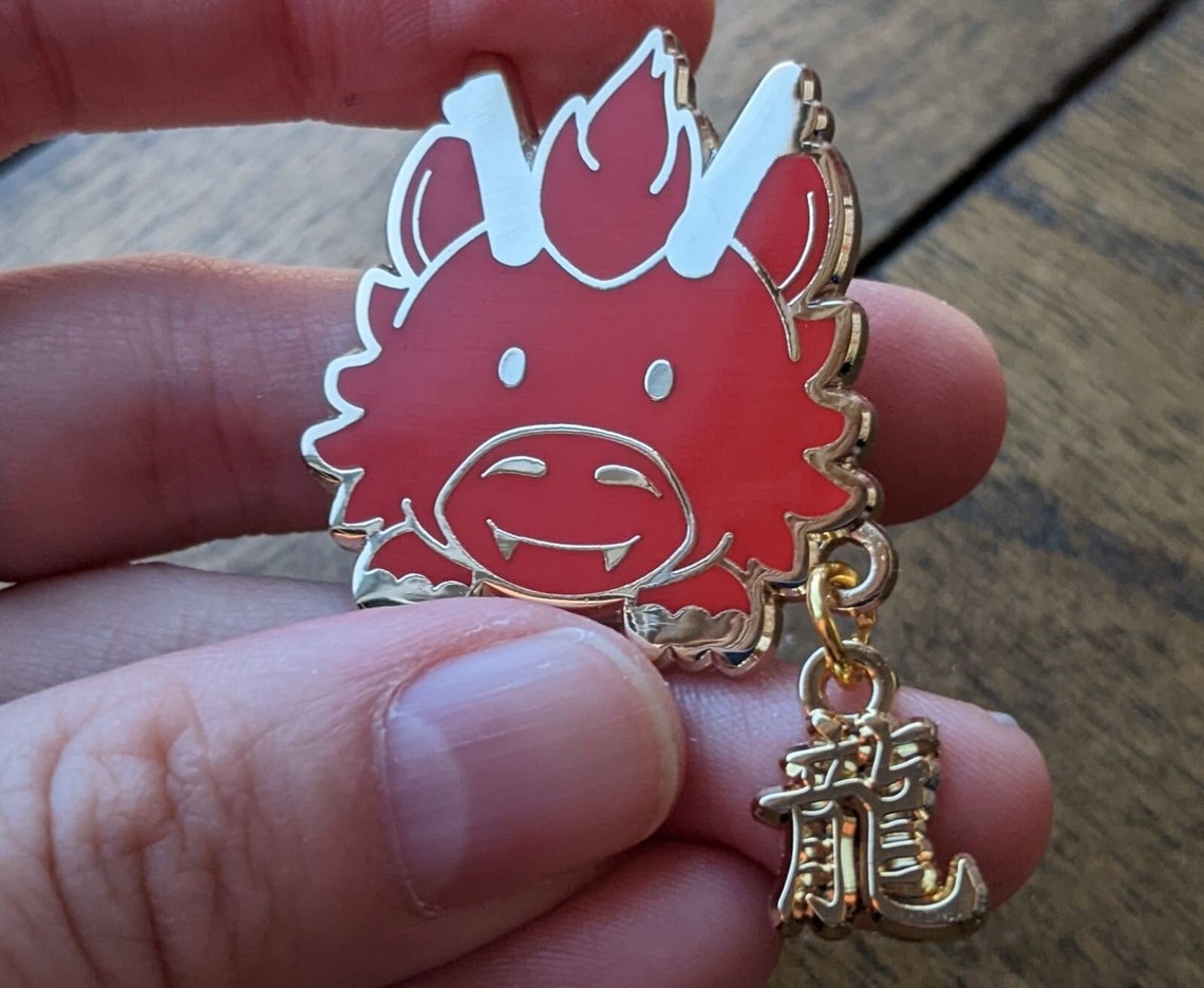 Zodiac: Year of the Dragon - RED - Lunar New Year Pin - Etsy