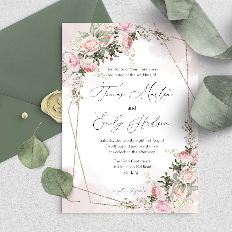 Roses Wedding Invitation - Etsy