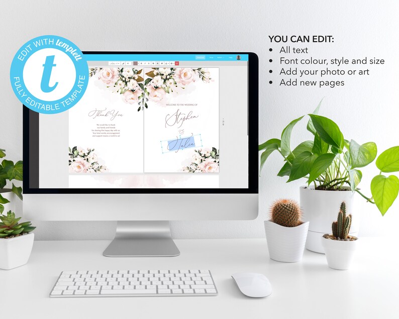 AVA Soft Pink Wedding Program Template Folded Wedding - Etsy