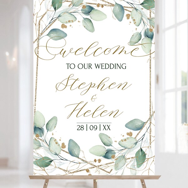 Eucalyptus Welcome Board Template - Etsy
