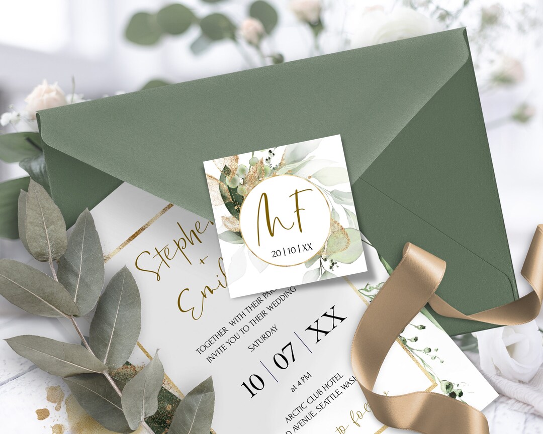 ISABELLA Greenery Eucalyptus Initial Tag Template Printable - Etsy
