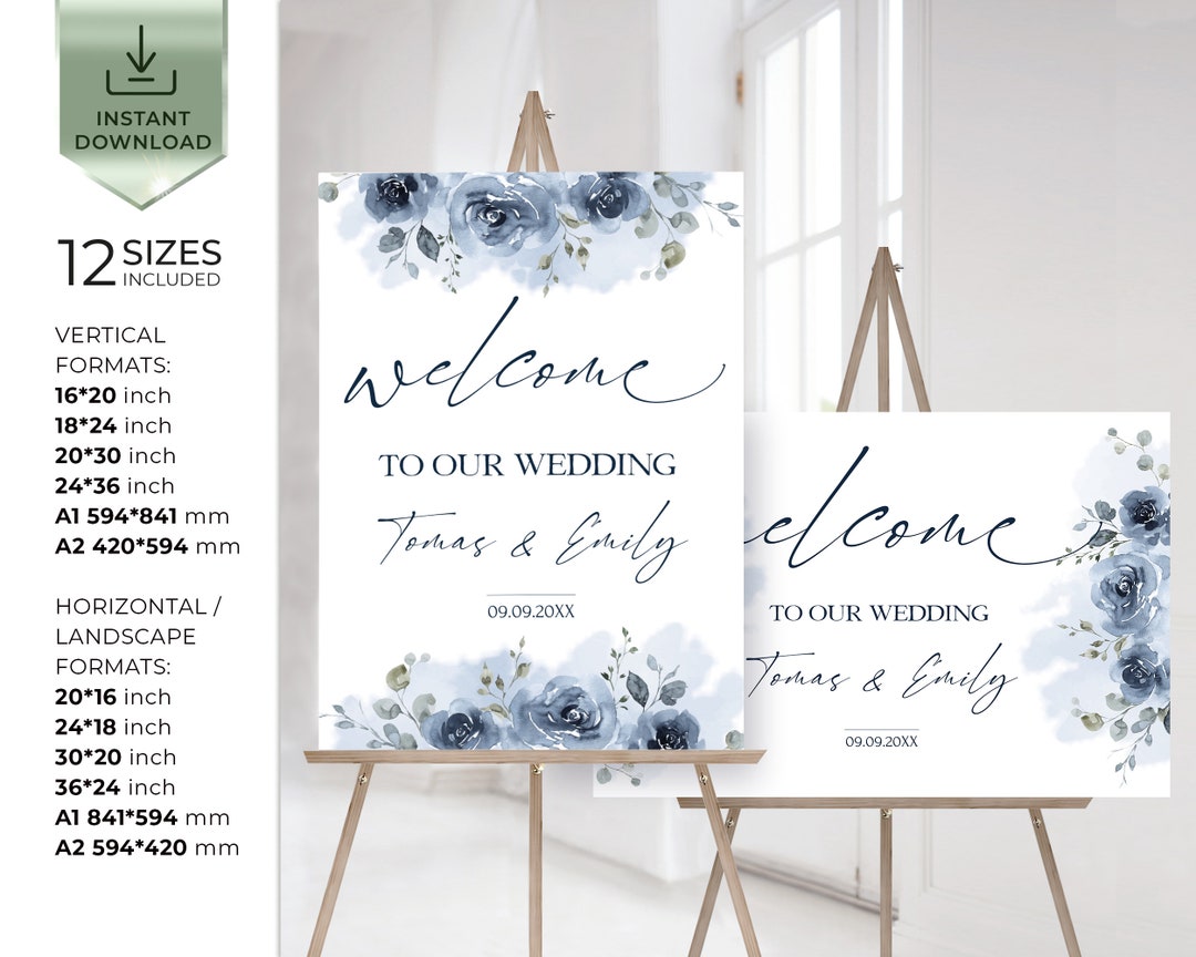SKYLA Dusty Blue Welcome Sign Template, Editable Light Blue Welcome ...