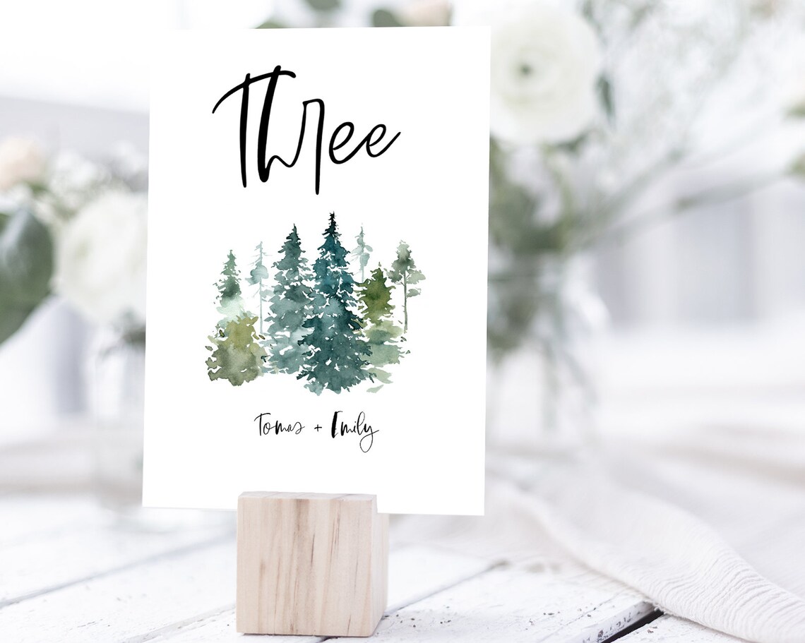 FOREST Editable Wedding Table Number Template Greenery Tree - Etsy