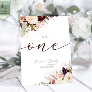 AUTUMN Rustic Table Numbers Template Autumn Printable - Etsy