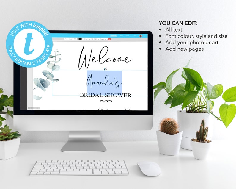 ELIA Editable Welcome Sign Welcome Sign Template Eucalyptus - Etsy