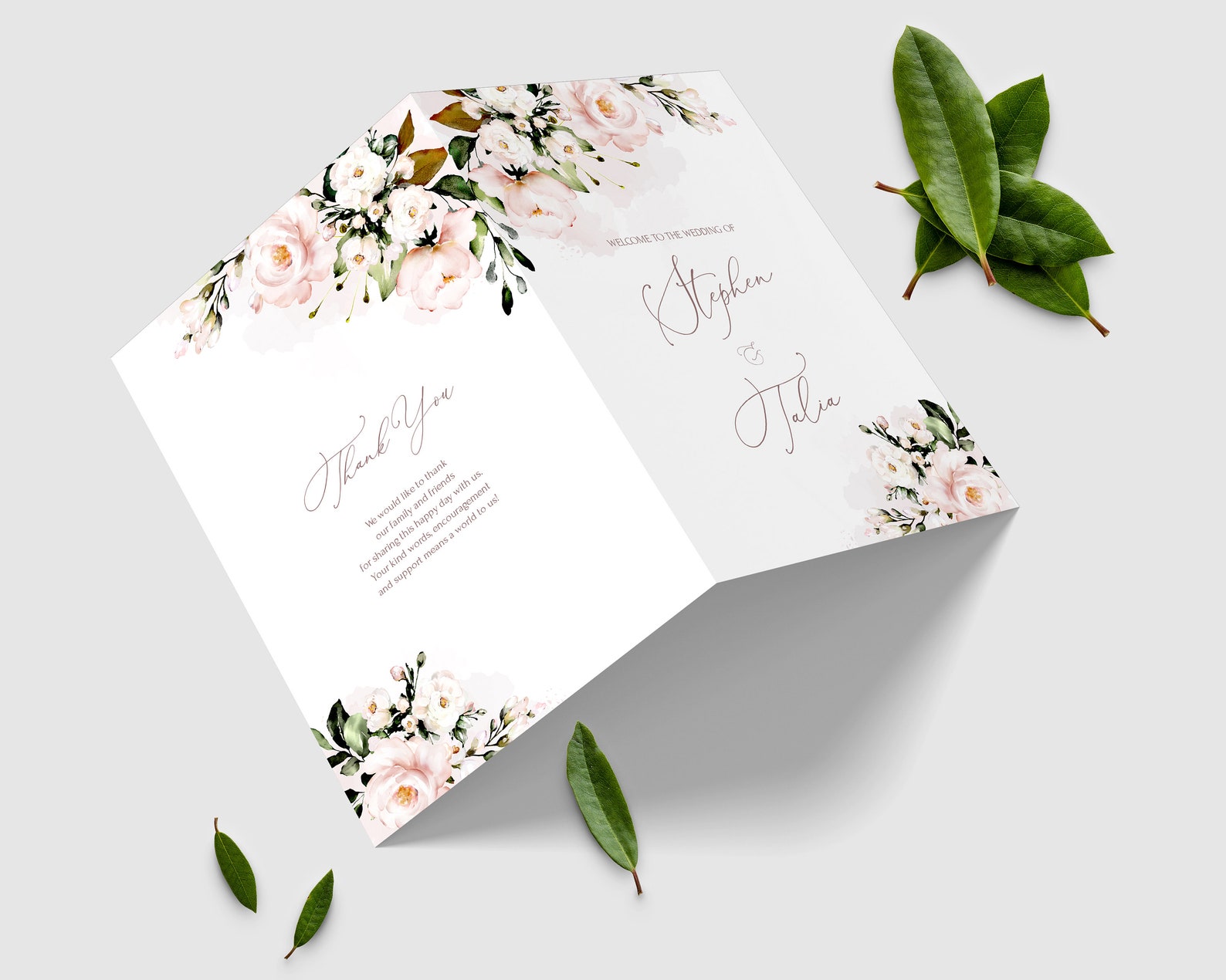AVA Soft Pink Wedding Program Template Folded Wedding - Etsy
