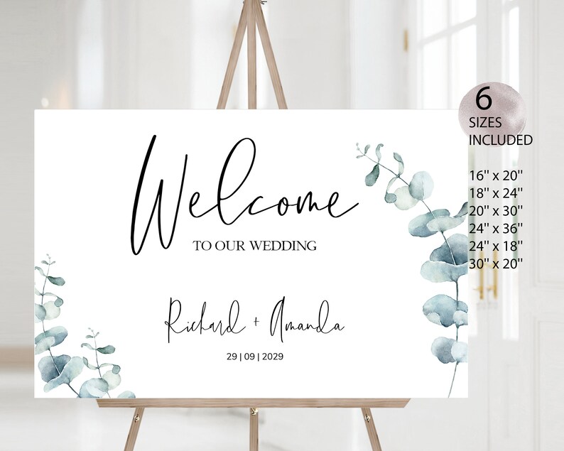 ELIA Editable Welcome Sign Welcome Sign Template Eucalyptus - Etsy