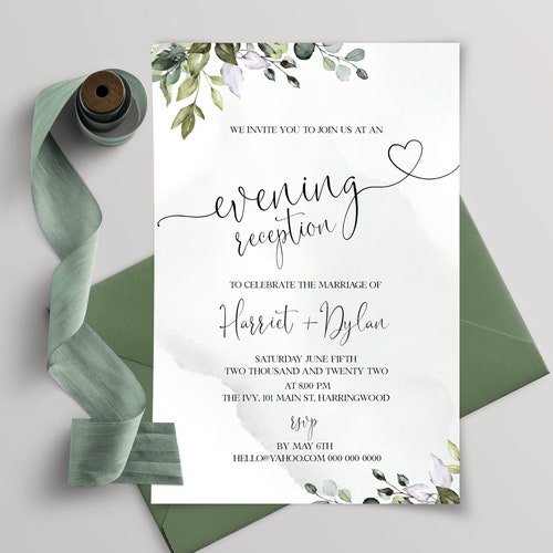 Reception Party Invitation Template Wedding Reception - Etsy