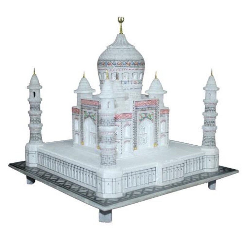 9" Inch White Marble Taj Mahal Miniature Showpiece Gift Item Handmade ...