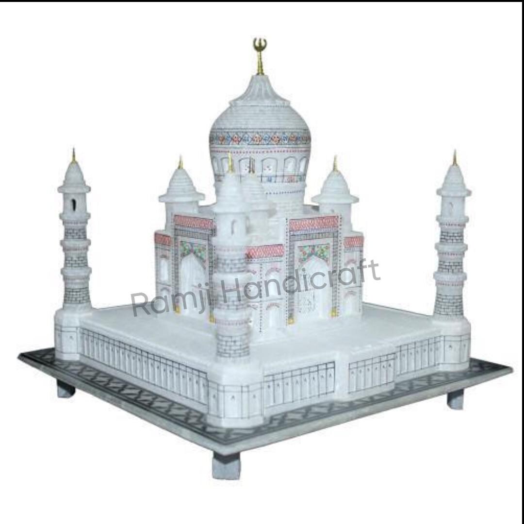 9" Inch White Marble Taj Mahal Miniature Showpiece Gift Item Handmade ...