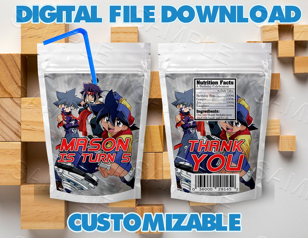 Beyblade Capri Sun Labels, Capri Sun Labels, Beyblade Party Favors ...