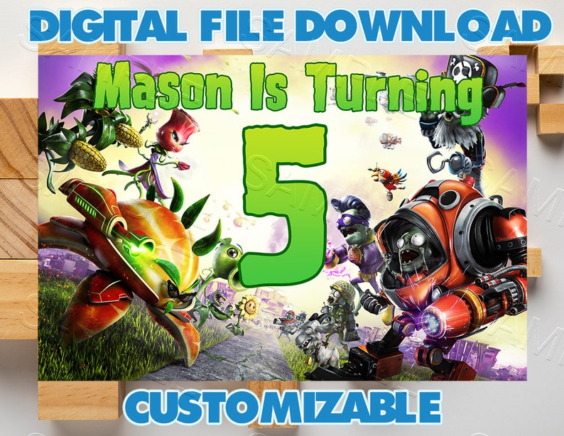 Plants Vs Zombies Backdrop, Plants Vs Zombies Birthday Banner, Plants ...