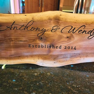 Custom Live Edge Wood Couple Sign | Carved With Names | Anniversary ...