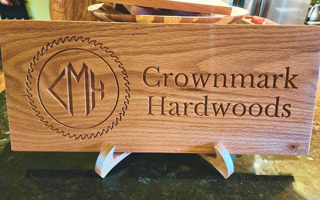 Custom Oak Wood Business Sign | Carved With Name and Custom Logo ...