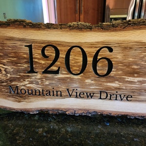 Custom Live Edge Wood Address Sign | Carved With House Number or Street ...