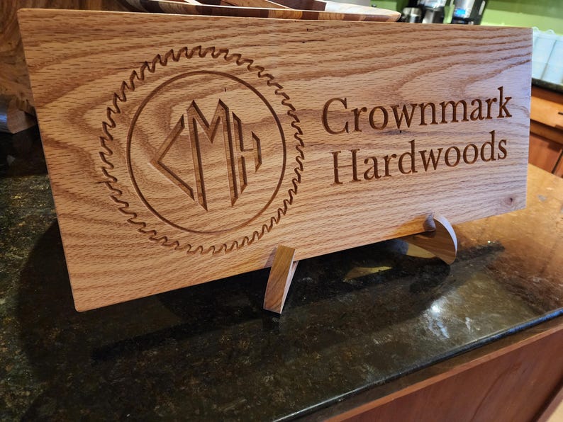 Custom Carved Oak Wood Business Sign | Personalized Logo, Rustic Decor ...