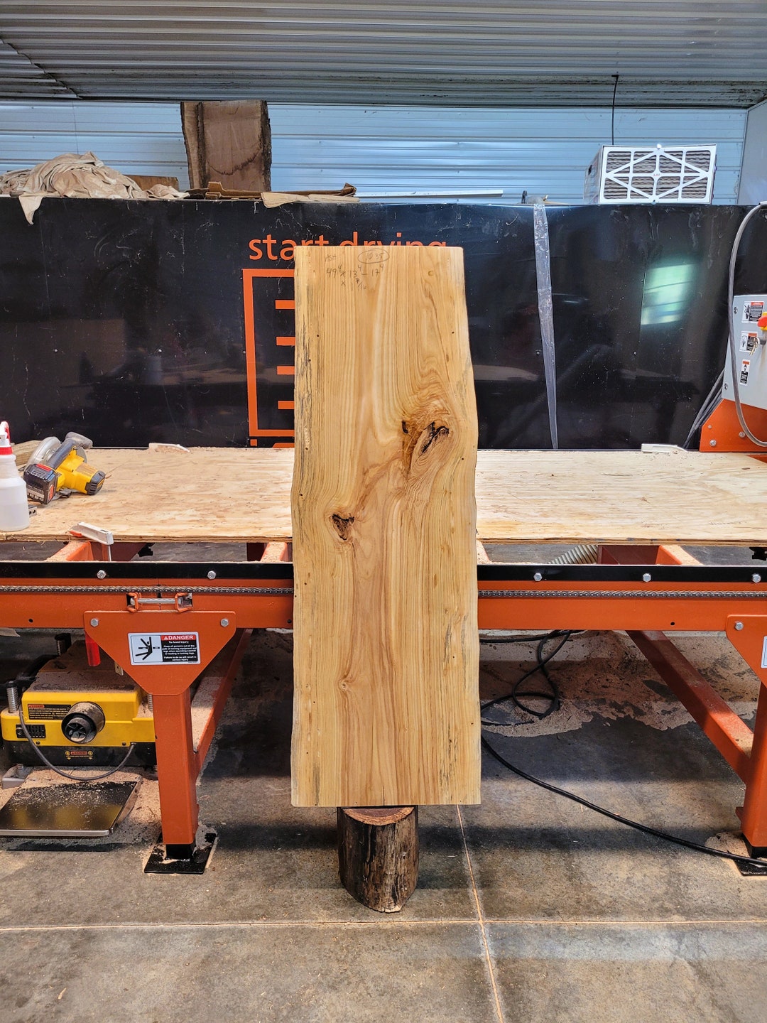 Ash Wood Slab. 49.5" X 13.5-17.5" X 1 7/16" Live-edge, Multi-figured ...