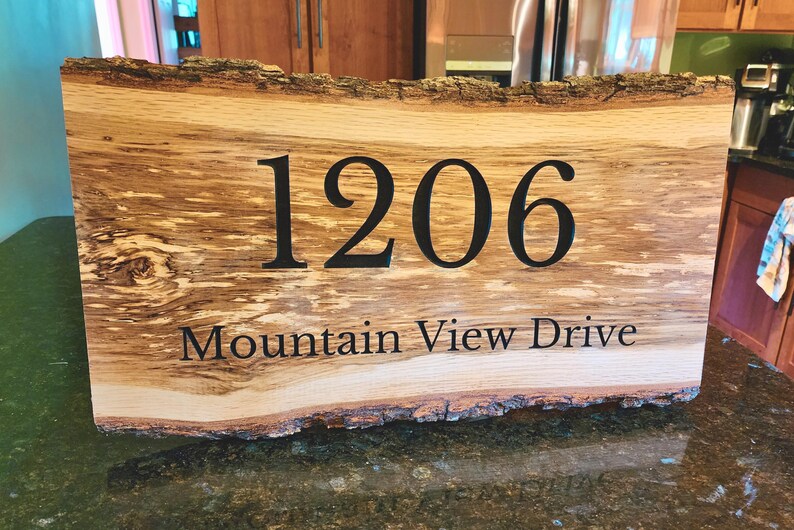Custom Live Edge Wood Address Sign | Carved Street Address | Cozy ...