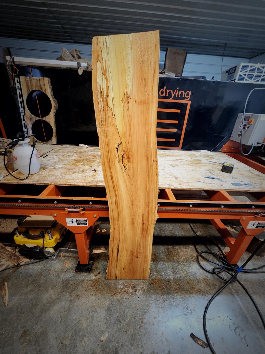 Spalted Hard Maple Wood Slab. 68" X 15 - 13" X 1 3/8". Live-edge. Multi ...