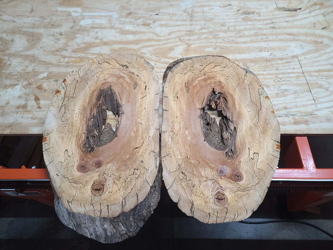 Spalted Sycamore Wood Slabs. 31"x 19" X 1 5/8" X 2 Book-matched Set ...