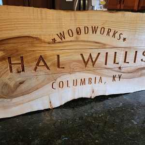 Wood Business Sign - Custom, Live Edge | Carved Logo | Natural ...
