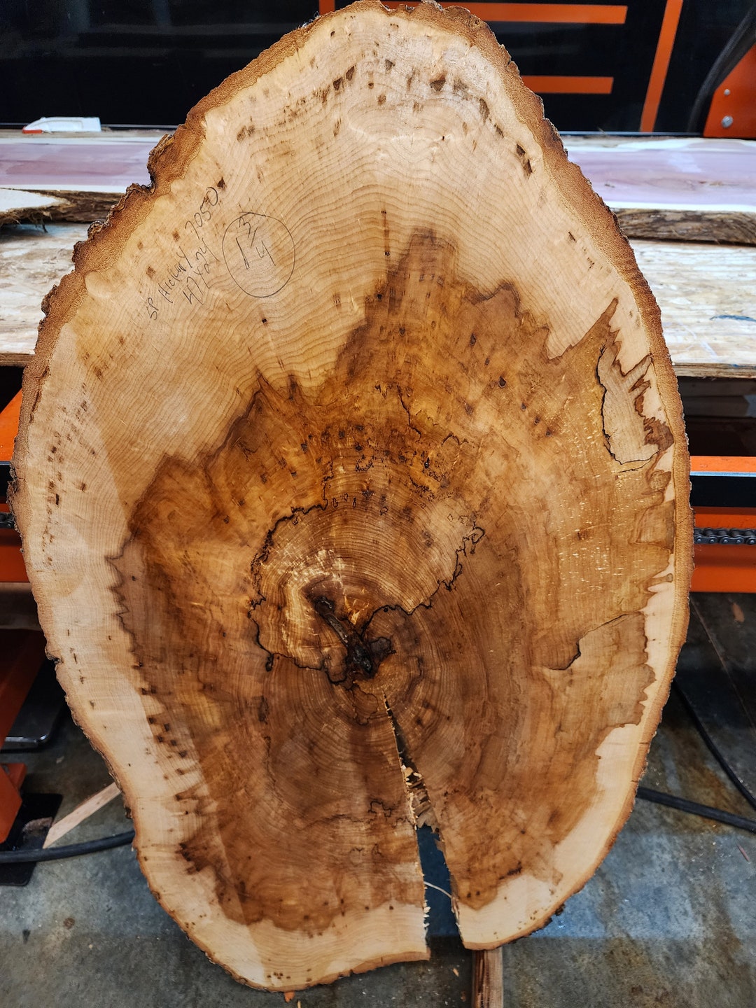 Spalted Hickory. Live-edge Slab. Flattened, Planed, Vacuum-kiln Dried ...