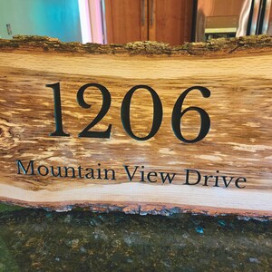 Custom Live Edge Wood Address Sign | Carved Street Address | Rustic ...